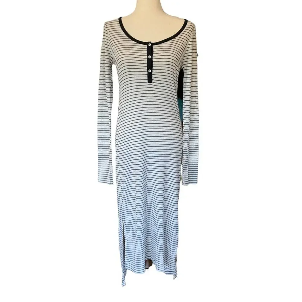 LAmade | Dresses | La Made Maxi Dress Henley Type Long Sleeve Longer In ...